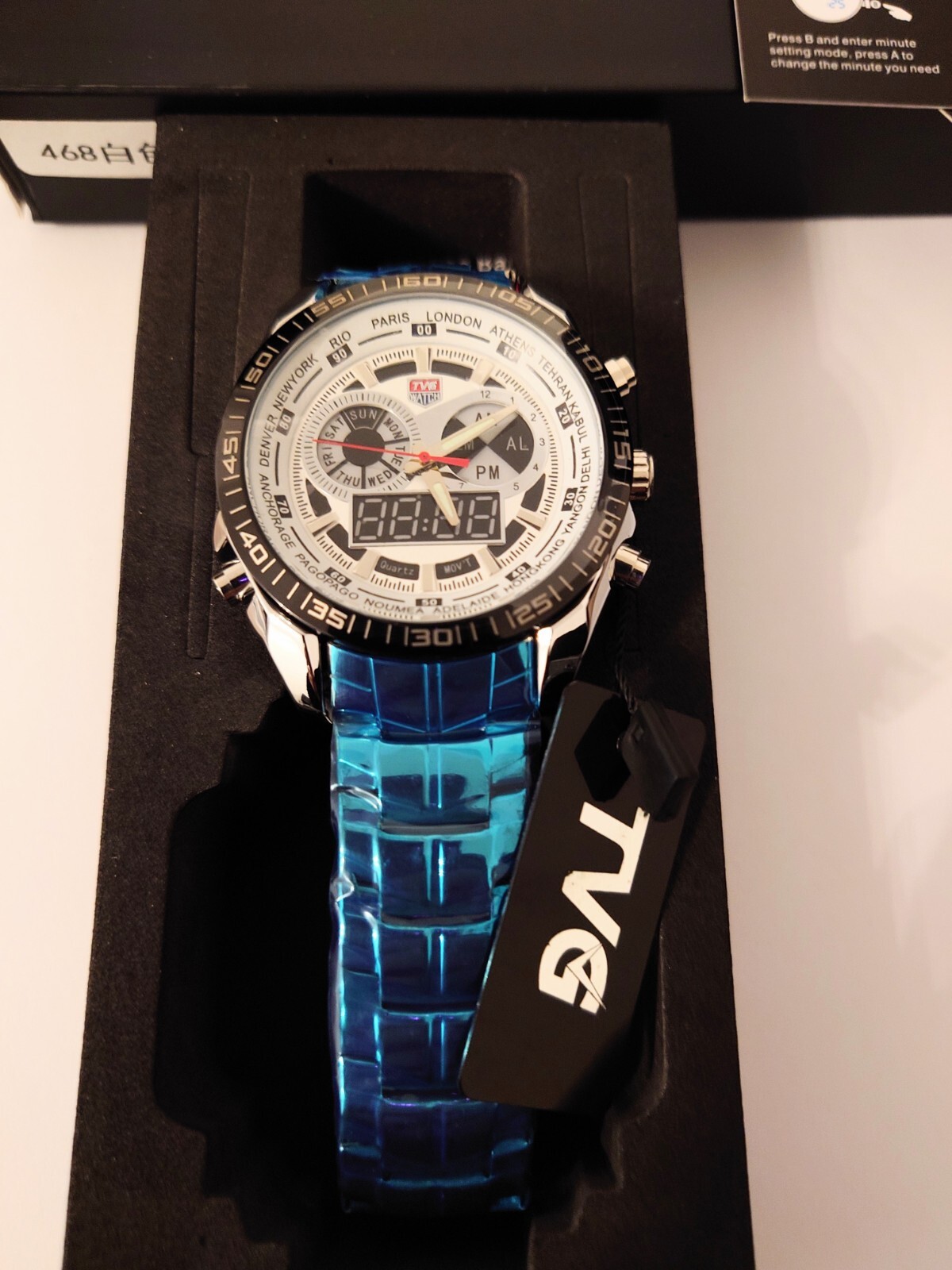 TVG Steel LED Digital Quartz Chronograph Waterproof Military Sports ...