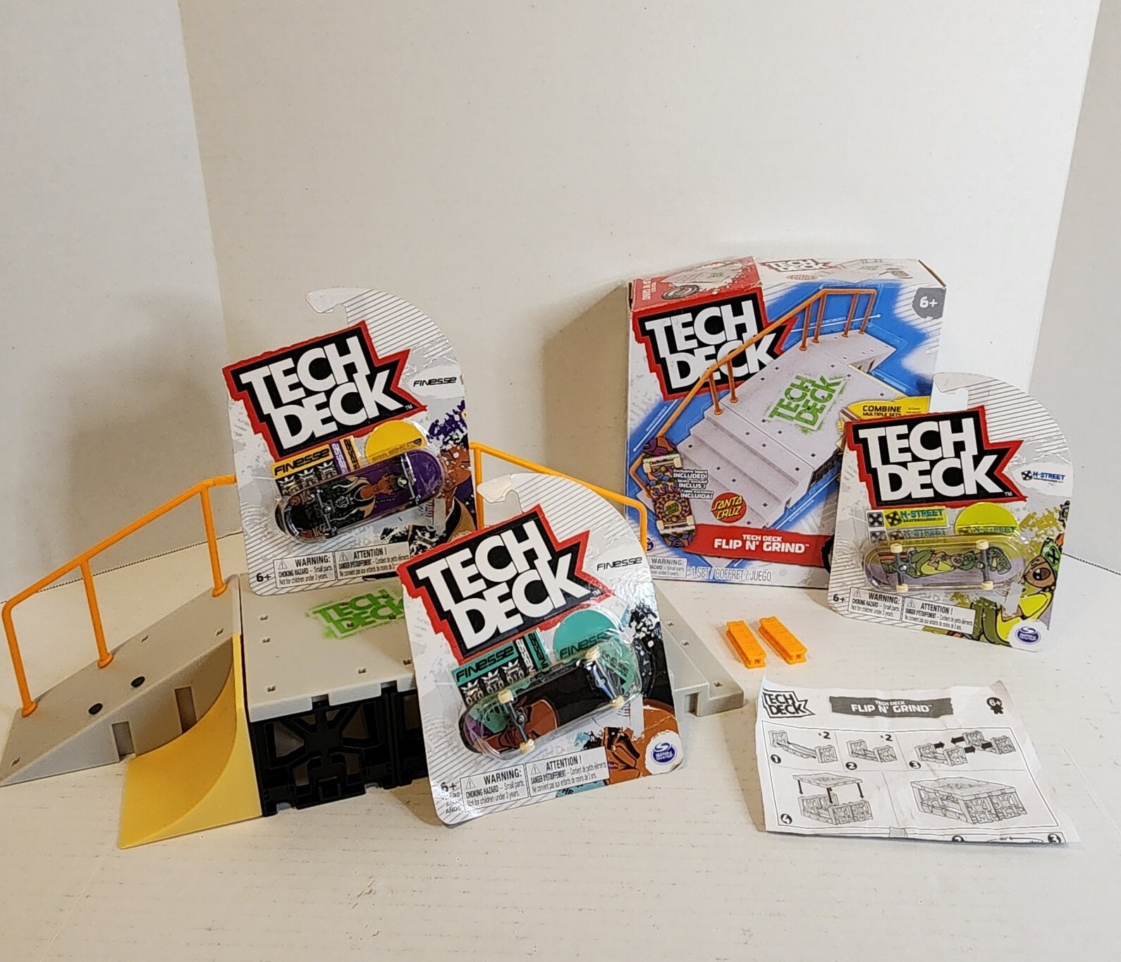 TECH DECK Bundle: 3 New Finger Boards + Flip & Grind Set Up w/Ramp, Stairs, Rail | eBay