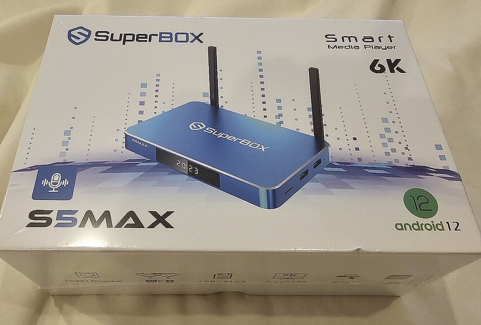 Brand NEW SuperBox S5 Max Android 12 WiFi6 Streaming TV Black Box Cable ...