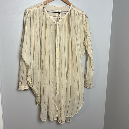 AISH Anthropologie Cream Striped Lightweight Cotton Cover Up Dress ...