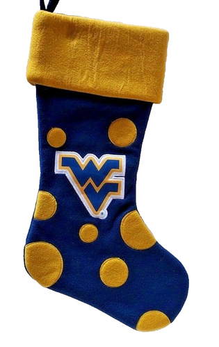 WEST VIRGINIA MOUNTAINEERS 23" POLKA DOT CHRISTMAS STOCKING | eBay