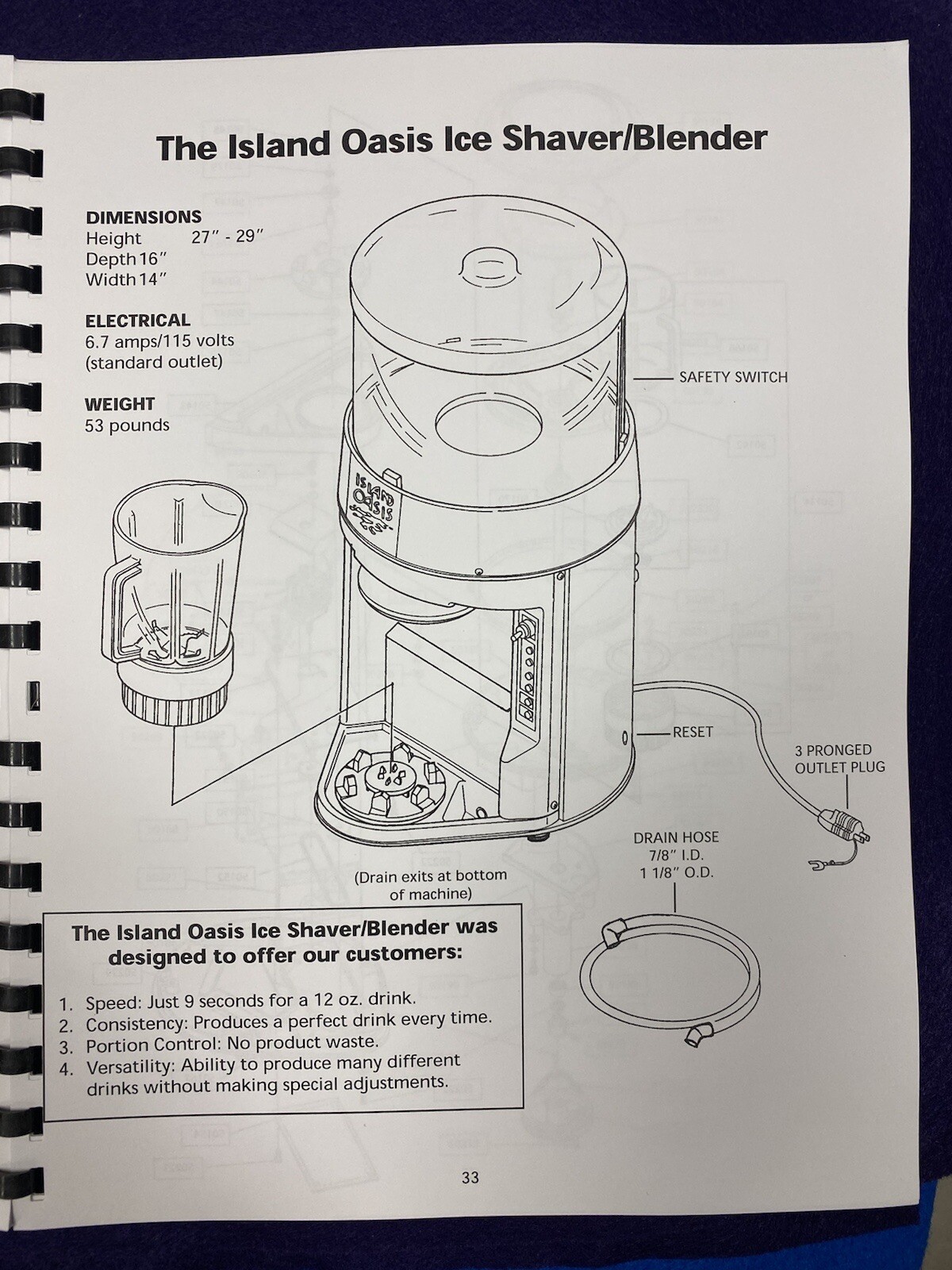 ISLAND OASIS SB3X FULL COLOR - SETUP & SERVICE MANUAL - PARTS LIST ...