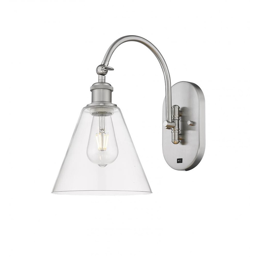 Innovations Ball Berkshire Glass 8" LED Sconce 1W, SN/CL - 518-1W-SN ...