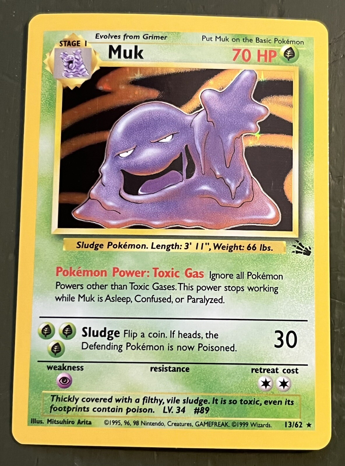 Muk Holo Base Fossil Set 1999 Rare Pokemon Card # 13/62 Very Nice ...