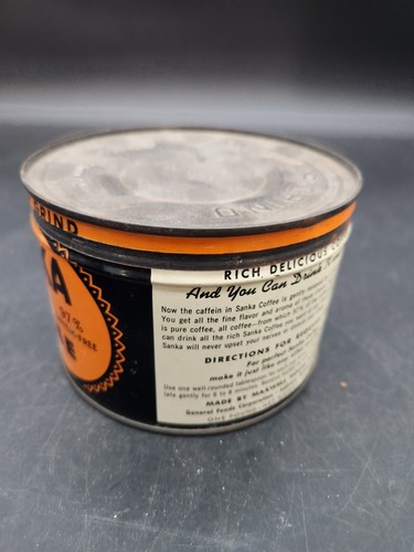 Early Sanka Coffee Metal Tin Container Vintage Maxwell House General ...