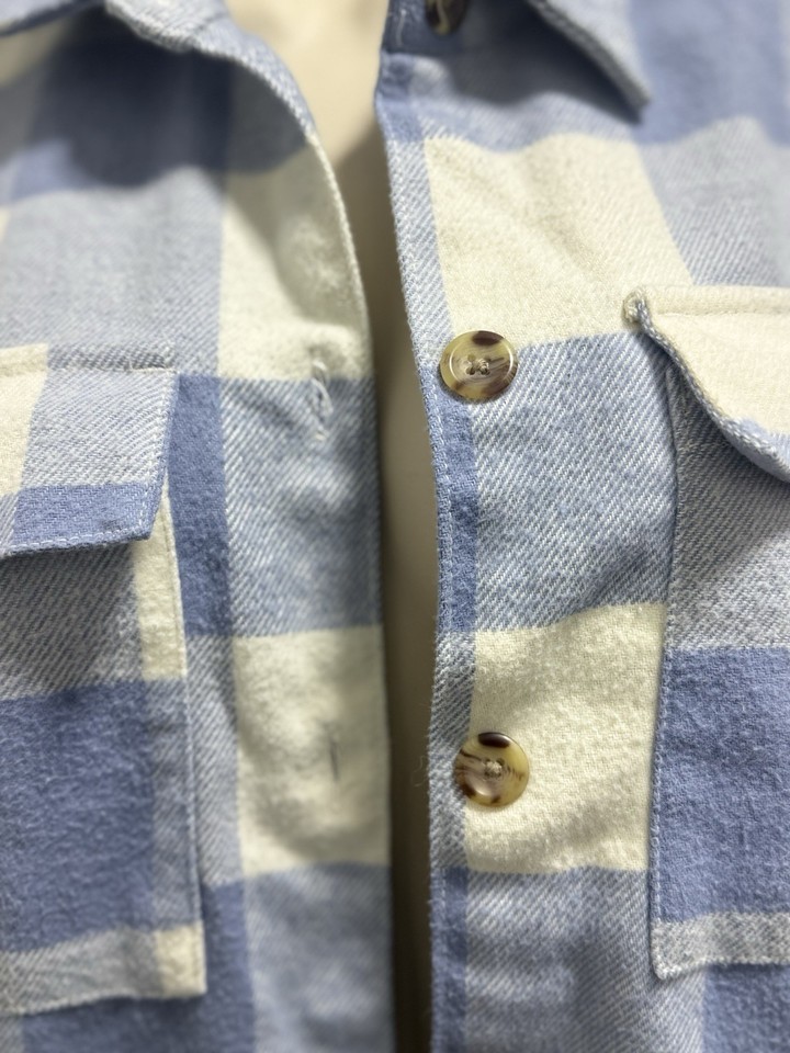 Natural Reflections Baby Blue White Plaid Shirt Jacket Shacket Womens ...