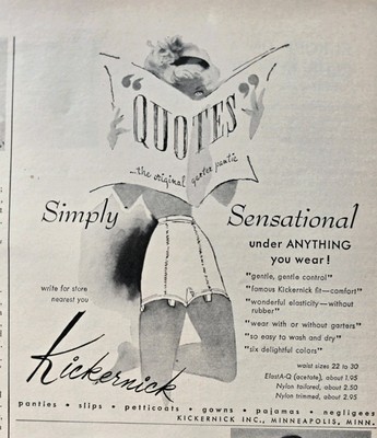 1955 Women's Kickernick Quotes Rayon Tricot Garter Pantie gIrdle ...