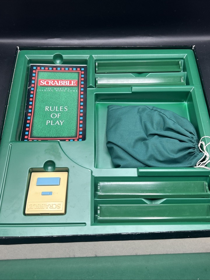 Scrabble Deluxe with Electronic Timer Vintage Retro Board Game 100% ...