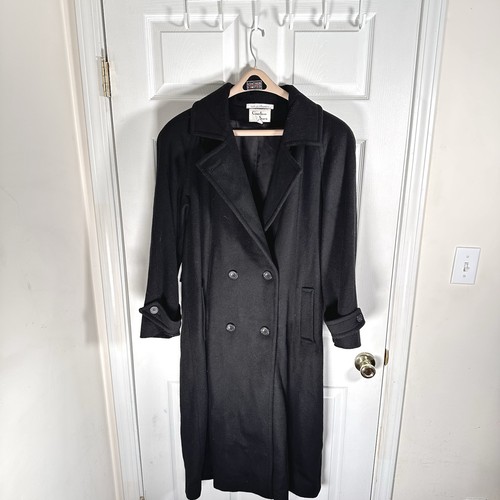 VTG Countess Sara Wool Cashmere Long Black Double Breasted Overcoat ...