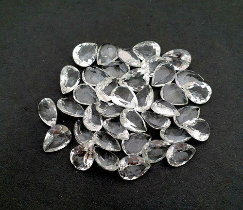 Natural Crystal Quartz Pear Cut Loose Gemstone Lot 15 Pcs 12x16 MM 104 ...