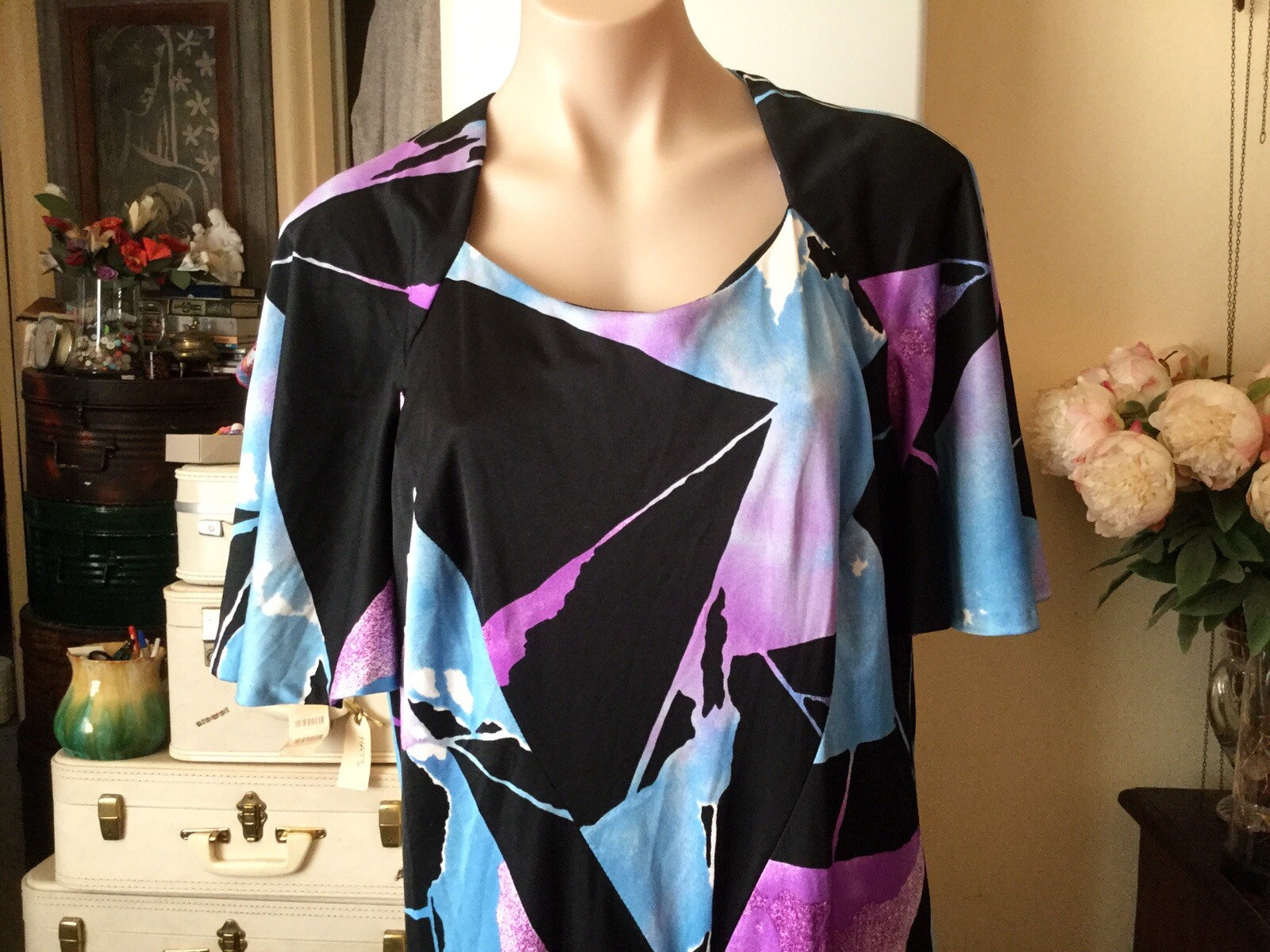 Vintage Maxi/ankle Length Dress Mui Mui Blue Black Purple DEBRA ...