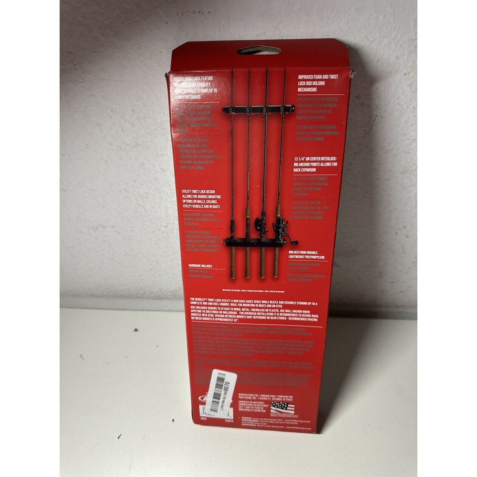 Berkley Twist Lock Fishing Rod Rack, Stores 4 Rods, Black, Soft Foam ...