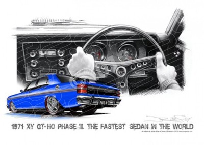 FORD XY GT FALCON DASH BOLD BLUE GOLD STRIPE A2 FRAMED PRINT (FS023 ...