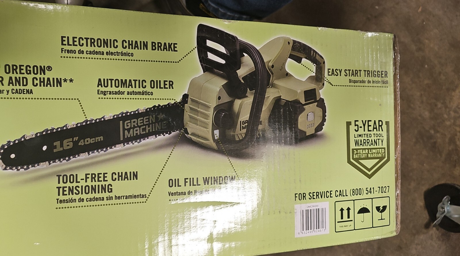 Green Machine Chainsaw 16" 62V Brushless Auto-Tensioning - Green ...