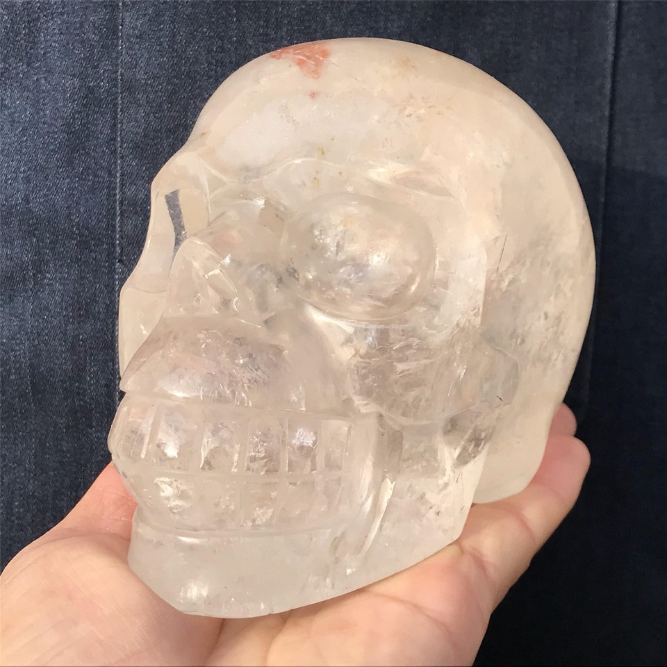 3.56LB Natural Clear Quartz Skull Hand Carved Quartz Crystal Skull ...