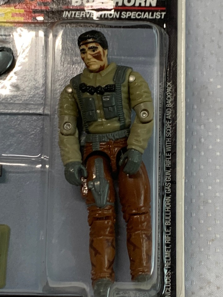 GI Joe 1989 Hasbro Inc "BULLHORN" 4" Action Figure in Pack Poseable Toy ...