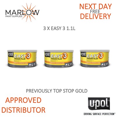 3 X UPOL EASY 3 FINE SMOOTH TOP STOP GOLD FINISHING BODY FILLER 1.1L | eBay