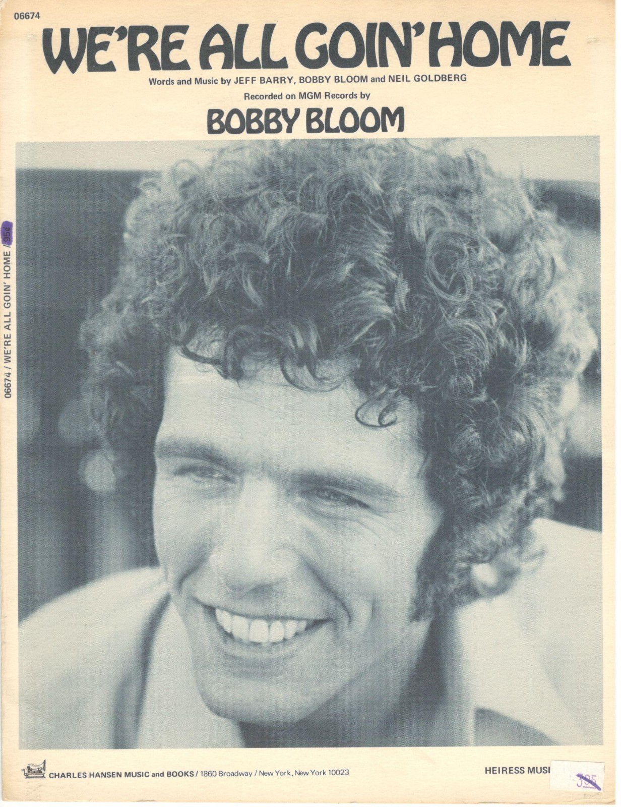 BOBBY BLOOM-WE'RE ALL GOIN' HOME--SHEET MUSIC-PIANO/VOCAL/GUITAR/CHORDS-1971-NEW | eBay