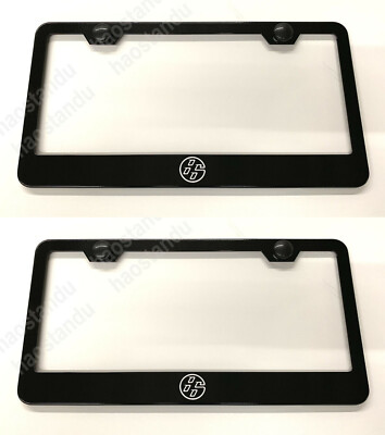 2x "86" BLACK Stainless Metal License Plate Frame w/Screw Caps FR-S 86 ...