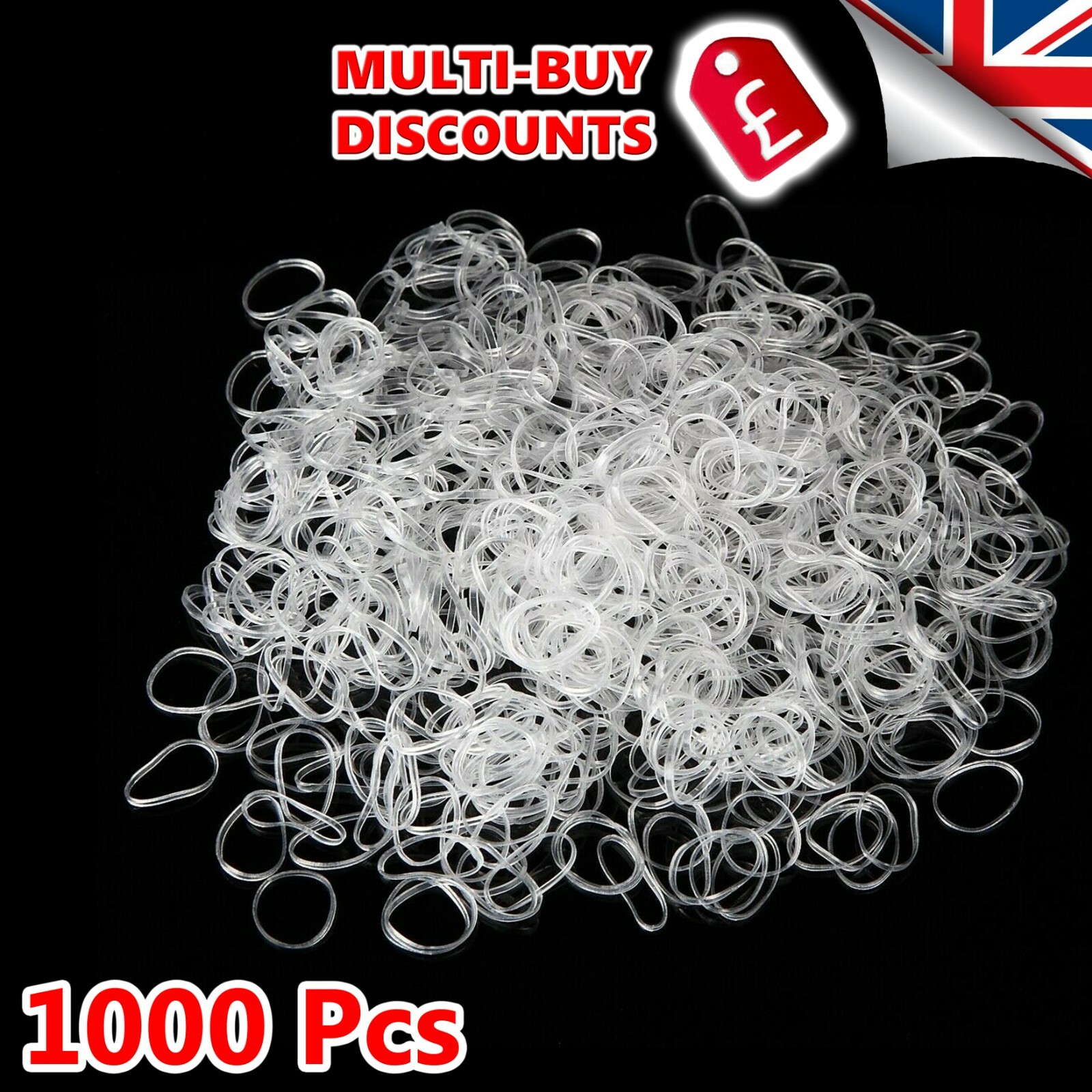 1000 Mini Clear Hair Elastics Rubber Bands Braids Braiding Plaits Small ...