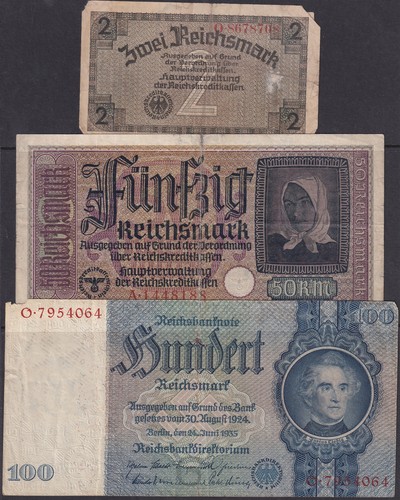 Lot Currency Germany Reich Reichsmark Selection WWII 3rd Reich Worn ...
