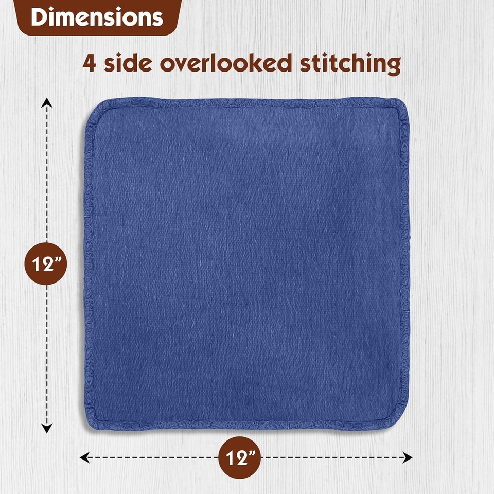 Nabob 100ct Shop Towels Blue | 14x14 Cotton Rags, Lint-Free, Reusable ...