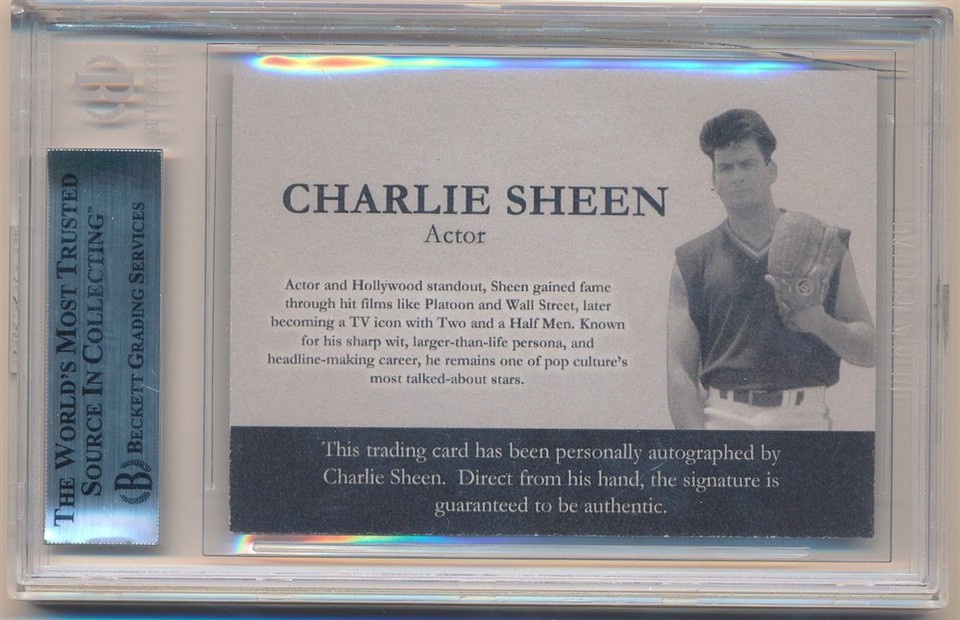 CHARLIE SHEEN CUSTOM TRADING CARD SIGNED AUTOGRAPH WILD THING VAUGHN ...