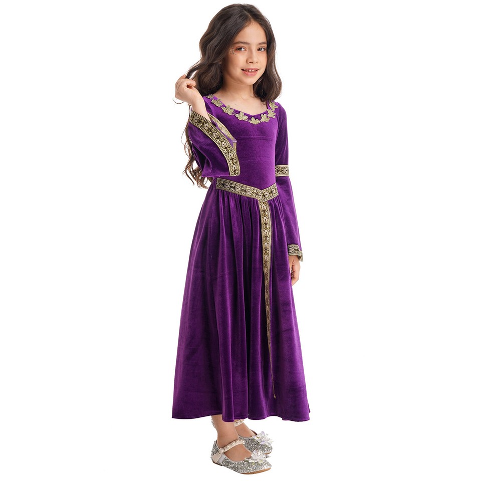 Kids Girls Costume Stage Robe Holiday Dresses Fairy Dress Up High Waist ...