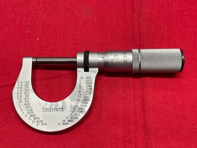 Starrett 230FL 230 Series 0 to 1" SAE Mechanical Outside Micrometer for ...
