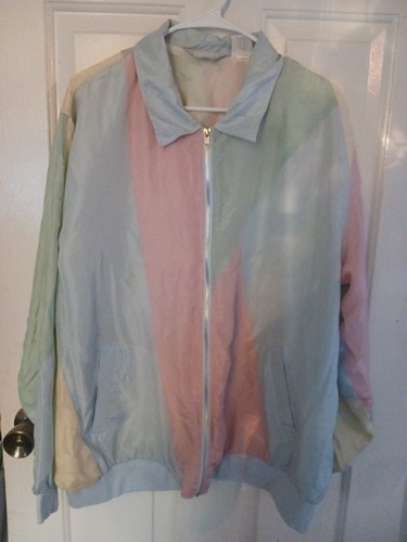 Blair Vintage XL Silk Windbreaker Style Pastel Colorblock Jacket | eBay