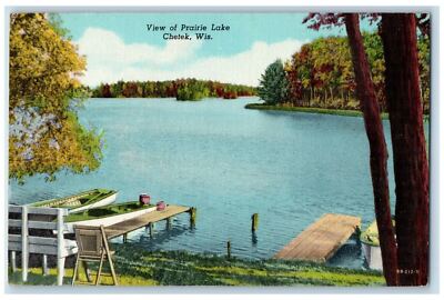 c1940's Boats in the Side, View of Prairie Lake Chetek Wisconsin WI ...