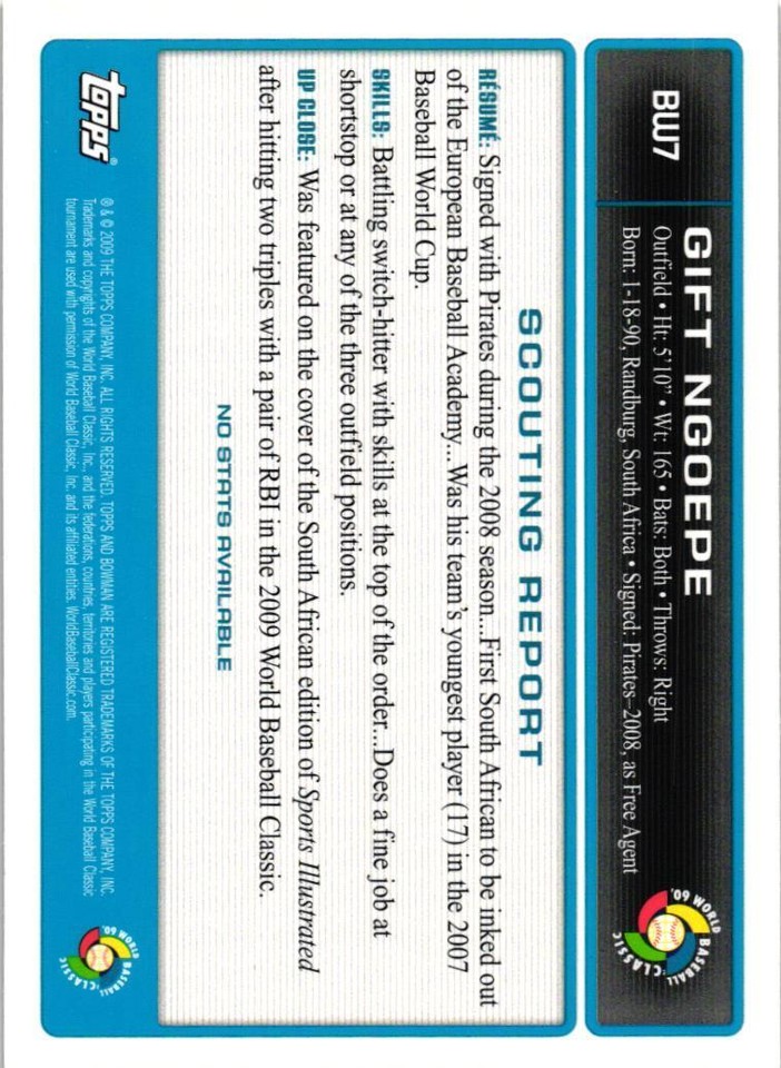 2009 Bowman BW7 Gift Ngoepe South Africa | eBay