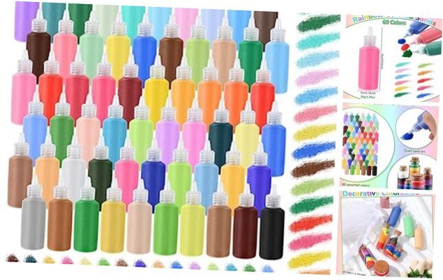 60 Colors Art Sand Colored Sand Art Kits 1.25 oz Sand Art Bottles for ...