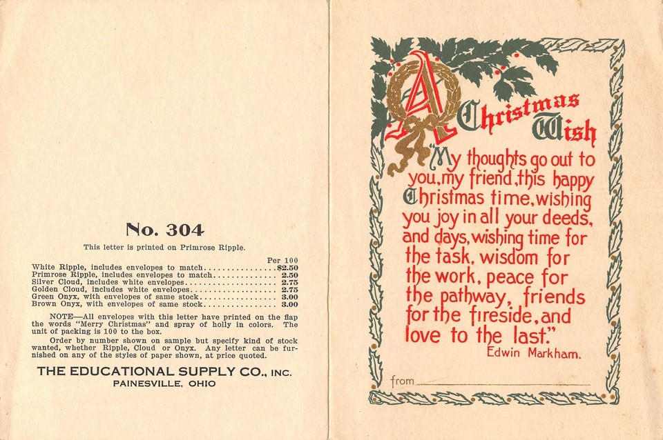Edwin Markham Christmas Wish Poem Vintage Salesman Sample Holiday ...
