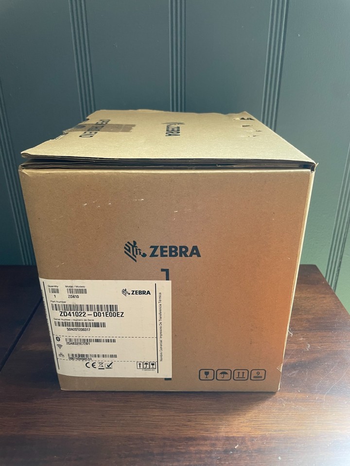 NIB / Sealed Zebra ZD410 Wireless Thermal Desktop Label Printer ZD41022 ...