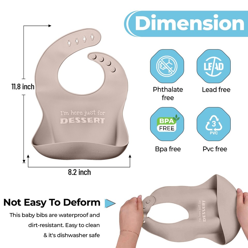 Silicone Baby Bibs With Funny Phrases (Set Of 2) Blue/Gray | eBay