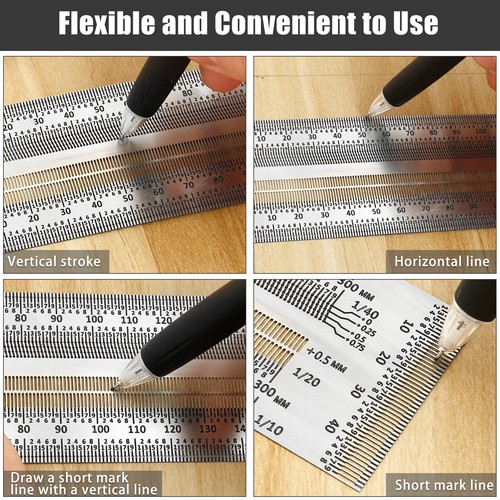 T‑Type Ruler 300mm Stainless Steel Scribing Rulers High Precision ...