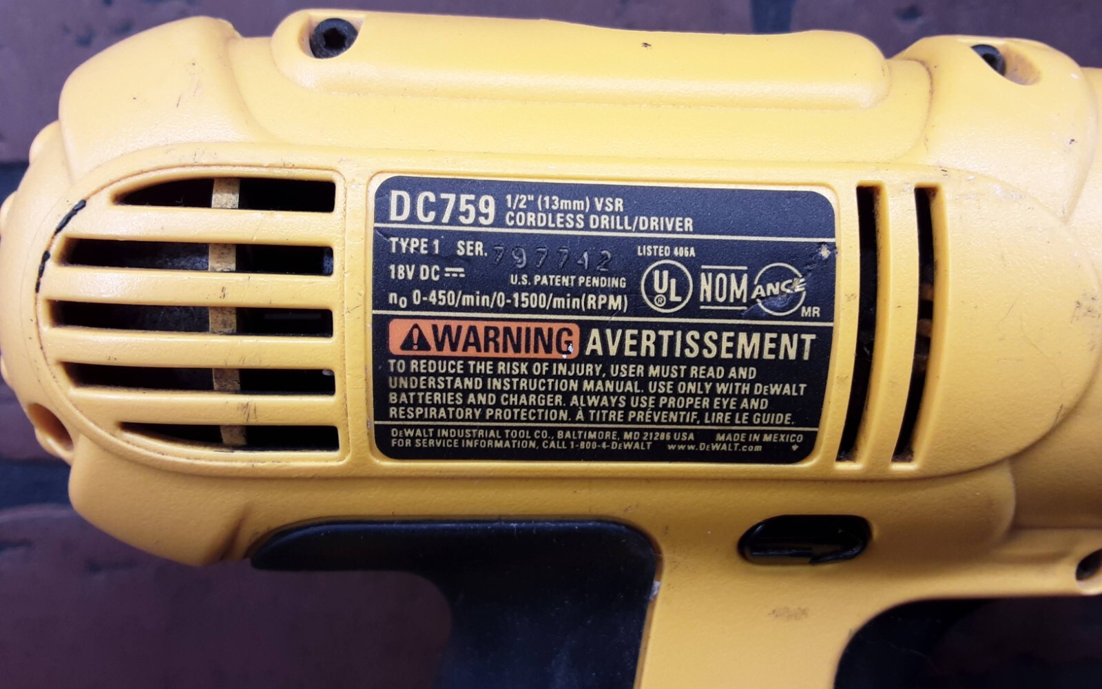 DeWalt DC759 18V 1/2" VS Keyless Drill Driver-***PREOWNED*** | eBay