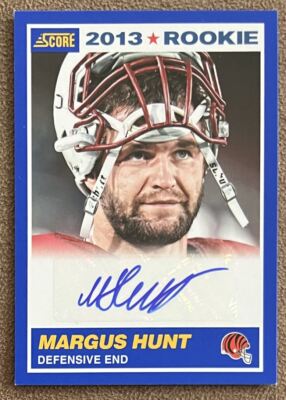 Margus Hunt 2013 Score Rookie Signatures Autograph Blue #399 Bengals ...