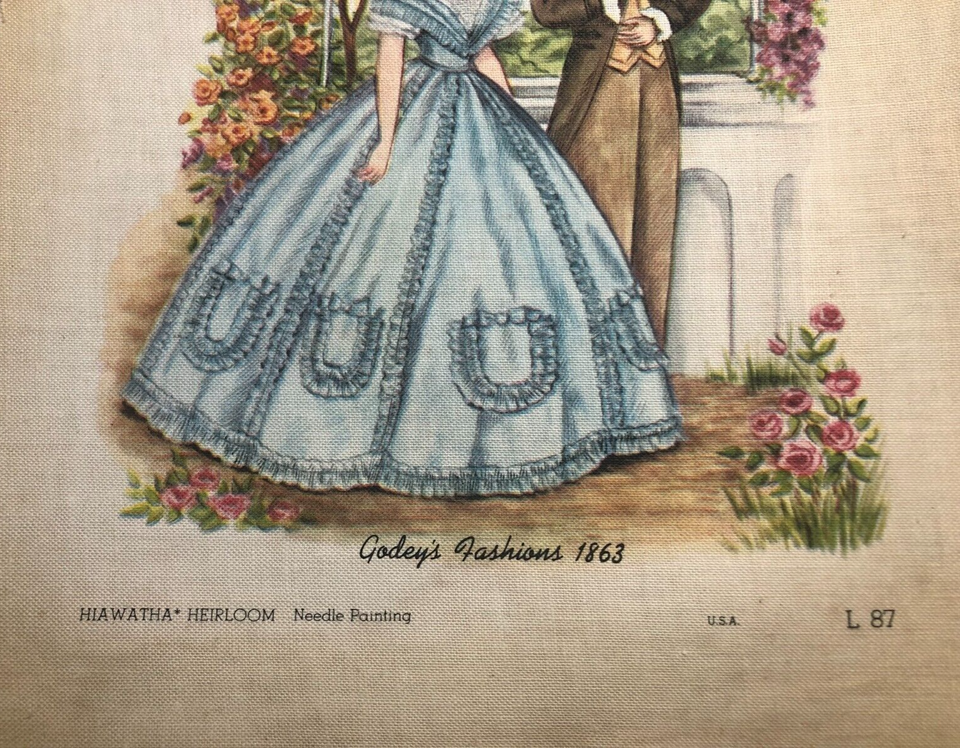 Antique Vtg Hiawatha Genuine Needle Painting Embroidery Godey’s ...