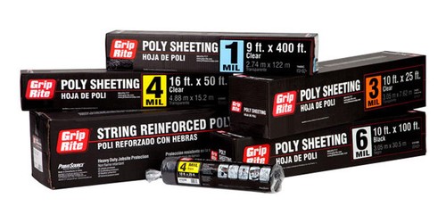 Poly Sheeting GRIP RITE 624100C 6 mil Clear Polyethylene Sheeting 24' X ...