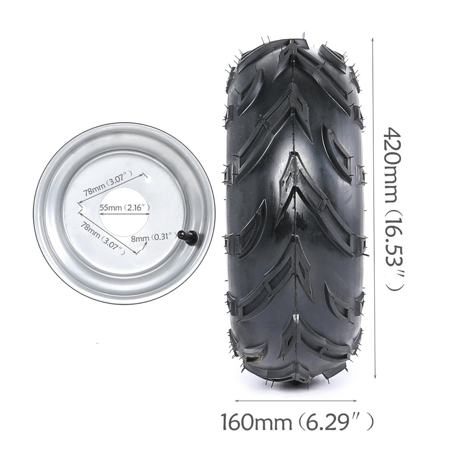 4pc 7" inch Wheel 3 Lug Rim Tire 16x8-7 for ATV Go kart Taotao 125CC ...