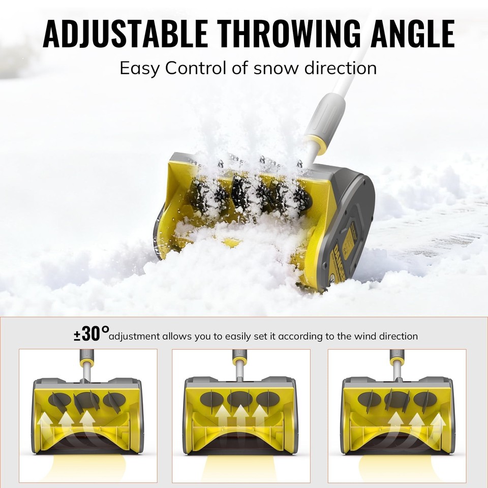 Tcisa Electric Snow Shovel, 12-Inch Clearing Width, Cordless 20V 4Ah ...