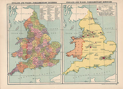 1930 MAP ~ ENGLAND & WALES PARLIMENTARY DIVISIONS & BOROUGHS ~ LONDON ...