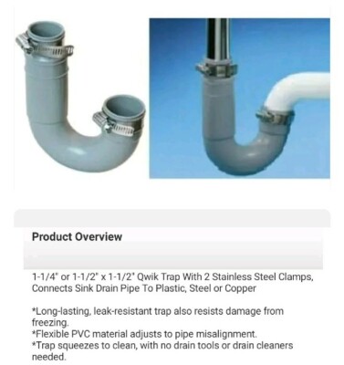 EASY Connect Qwik Trap Flexible Sink Drain J Trap Solve Pipe ...