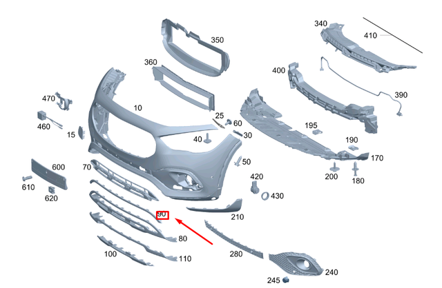 MERCEDES-BENZ GLA H247 Front Bumper Upper Part Cover A2478852304 ...