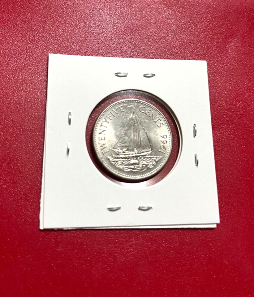 1966 25 CENTS BAHAMAS COIN - QUEEN ELIZABETH II - NICE WORLD COIN ...