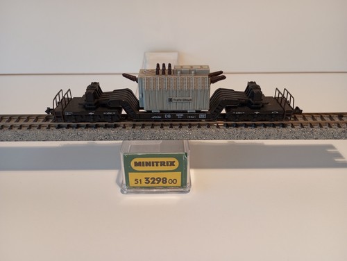VAGÓN PLATAFORMA CON TRANSFORMADOR TRAFO UNION 980 985 MINITRIX 51 3298 ...
