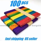 100 COLORED Wooden Popsicle Sticks 4-1/2 x 3/8" Wood Craft Stick School ...