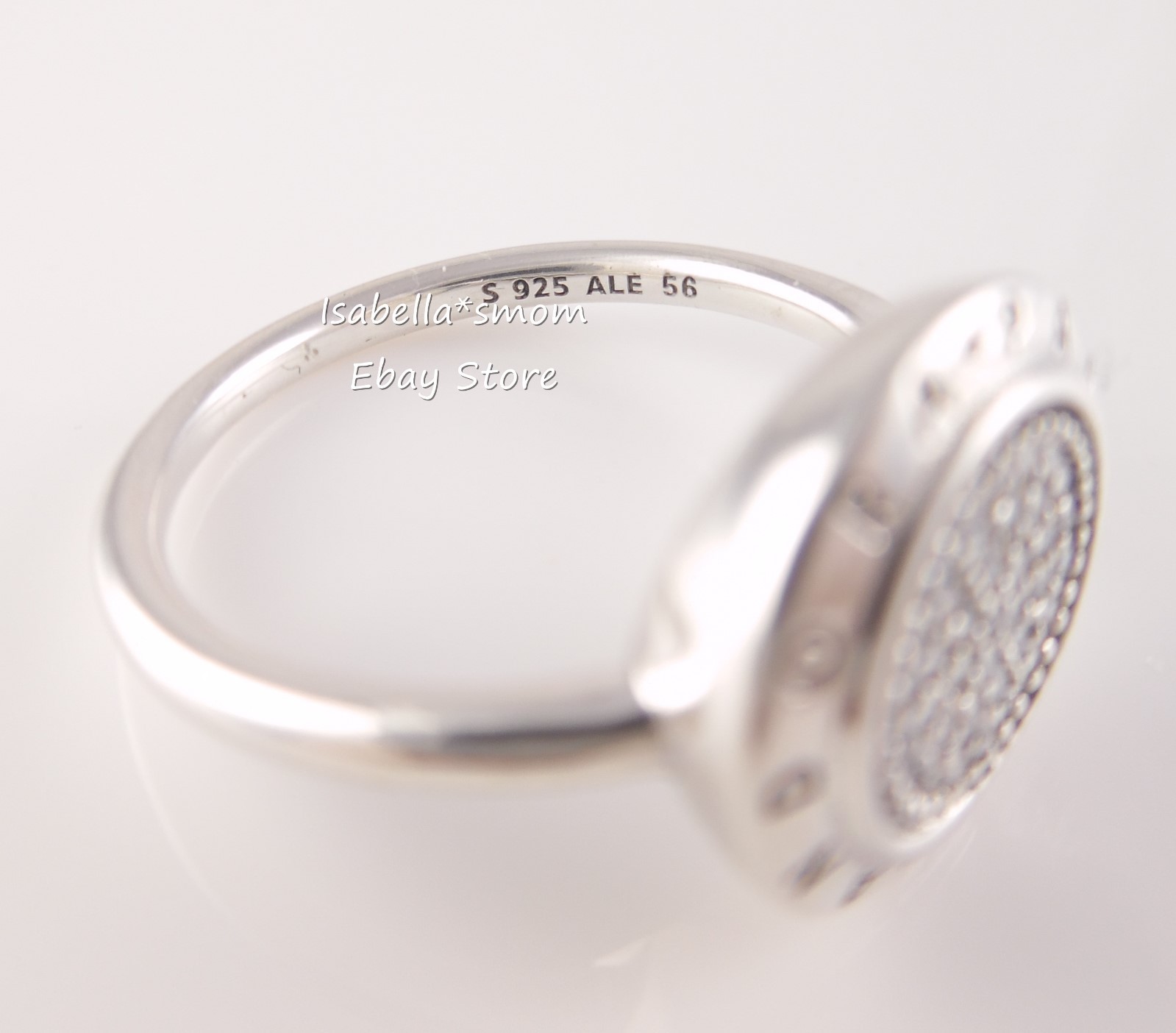 Authentic PANDORA SIGNATURE Pave/Silver LOGO Ring 190912CZ Pick Sz ...